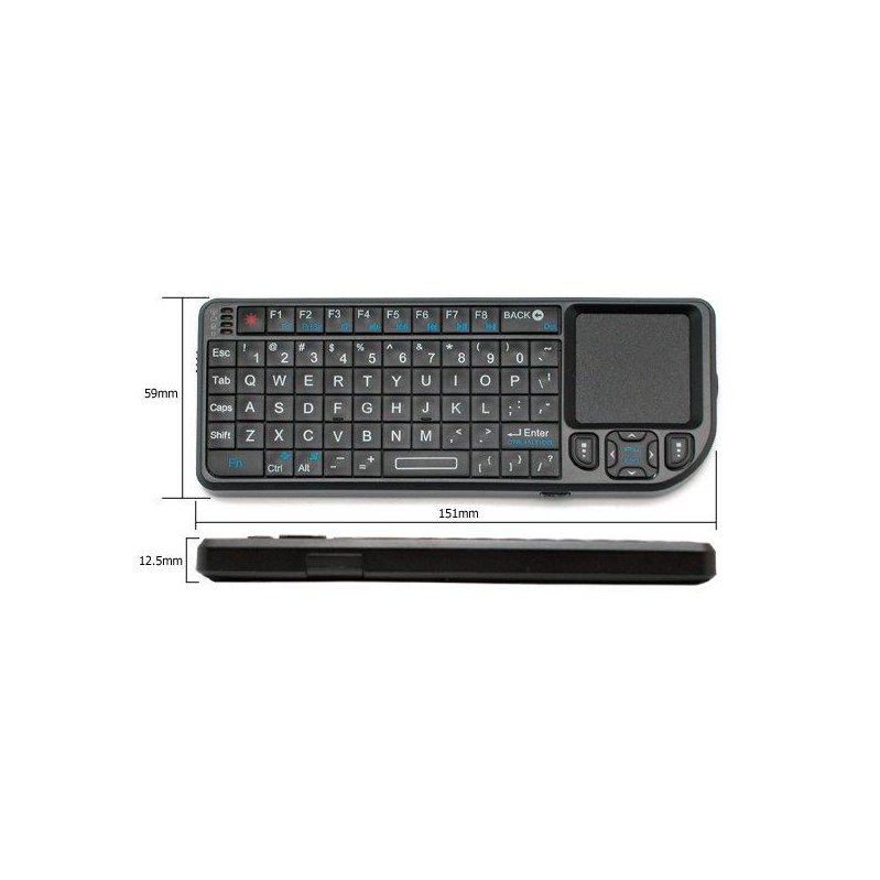Wireless Ultra Mini Keyboard with Touchpad (Black) - Car Solutions